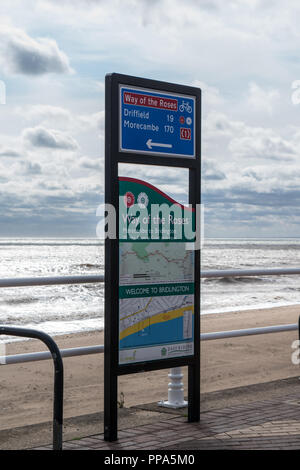 Way of the Roses cycle route sign at Bridlington part of the National ...