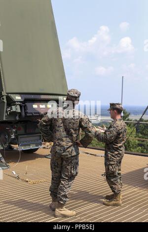 A U.S. Marines corps AN/TPS-80 Ground/Air Task-Oriented Radar (G/ATOR ...