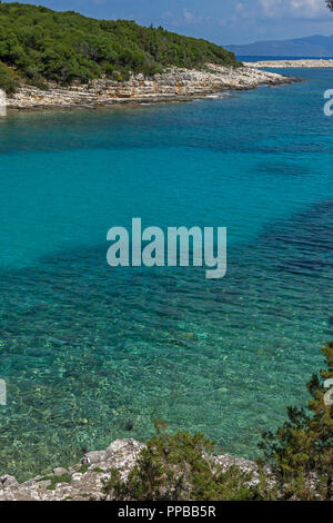 Panoramic view of Emblisi Fiskardo Beach, Kefalonia, Ionian islands ...