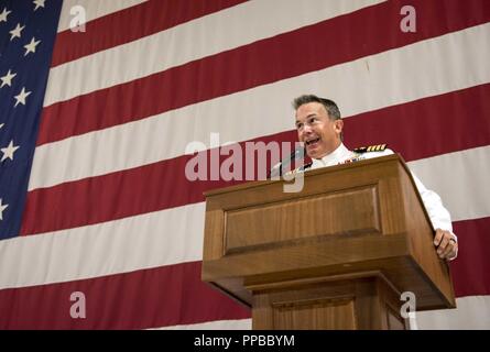 VIRGINIA BEACH, Va. (Aug. 16, 2018) Rear Adm. Stephen Evans awards the ...