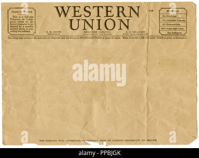 A blank 1940's Western Union telegram Stock Photo - Alamy