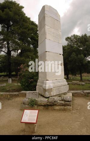 The marble base pedestal Paeonios Victory (Nike) Ancient Olympia ...