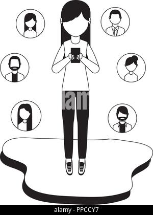 Teen Girl Vector. Teen Girl Texting With Cell Phone. Smart Phone ...