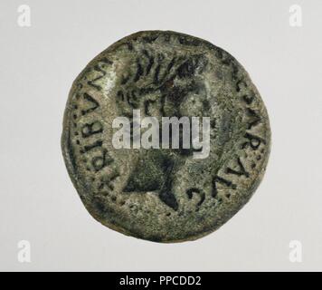 The as. Bronze coin used during Roman Empire. Spanish-Roman minting ...