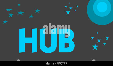 Handwriting text writing Hub. Concept meaning The effective center of ...