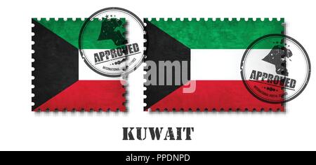 Kuwait City Name (Kuwait, Asia) with black white city map illustration ...