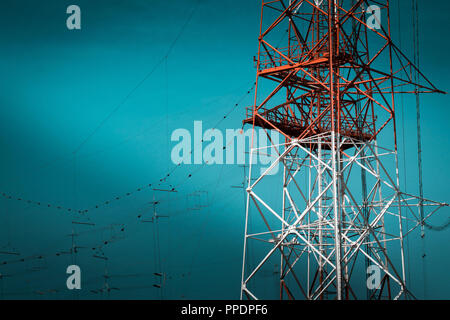 Engineering for communication structures. Massive, red and white power ...