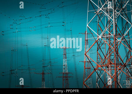 Engineering for communication structures. Massive, red and white power ...