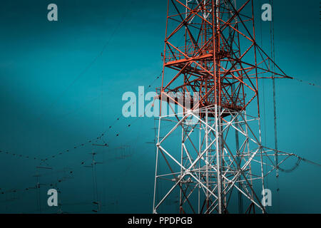 Engineering for communication structures. Massive, red and white power ...