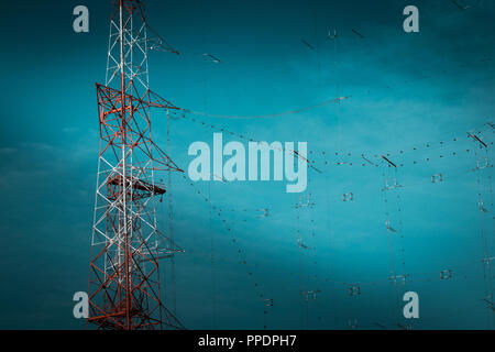 Engineering for communication structures. Massive, red and white power ...