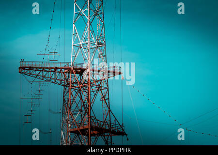 Engineering for communication structures. Massive, red and white power ...