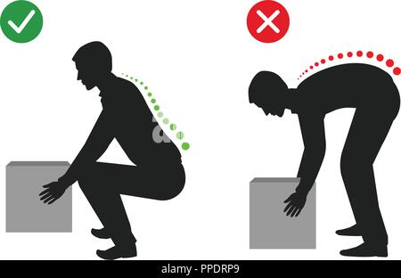 Correct posture to lift a heavy object, Women lifting object Stock ...