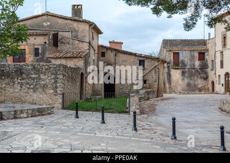 Traditional street small village of Castellet,Catalonia,Spain Stock ...