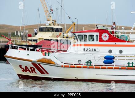 Rescue boat 'Eugen' of german sea rescue organisation 'DGZRS' on island ...