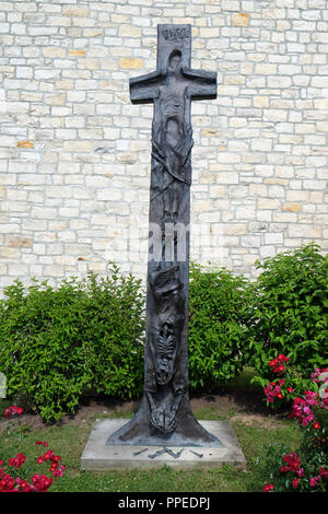 Cross by Sieger Koder in front the Church of Saint Bartholomew in ...