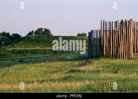 Aztalan a Middle Mississippian site in Wisconsin showing a mound and ...