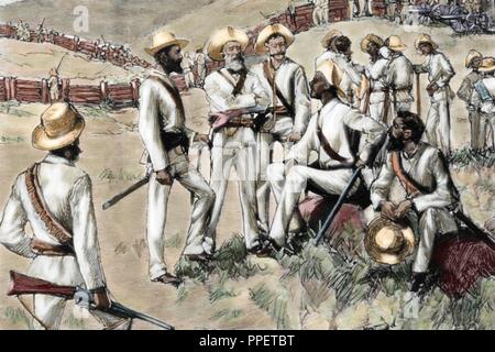 Cuban War of Independence (1895-1898). Island of Cuba. Military train ...