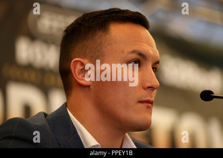 Josh Warrington during a press conference at Aspire, Leeds. Picture ...