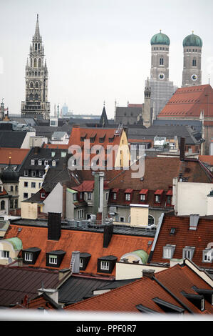 View over the rooftops of Munich's city center, taken from the terrace ...