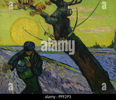 Vincent Van Gogh, Sower at Sunset, landscape painting, 1888 Stock Photo ...