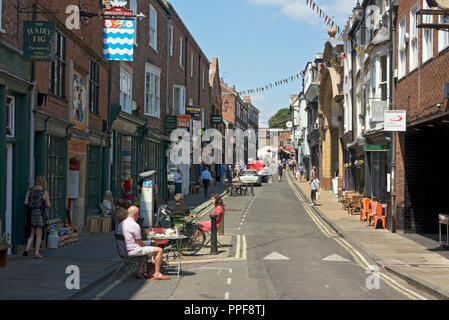 Fossgate street in York city centre, street view on summers day in 2022 ...