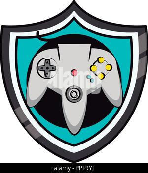 Retro console gamepad shield emblem Stock Vector Image & Art - Alamy