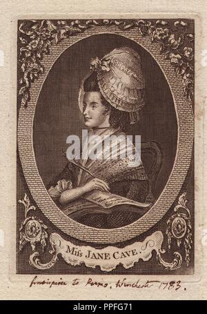 Miss Jane Cave (1755-1813), English 18th century poetess, depicted ...