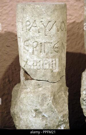 Illyrian writing engraved on stone. 2nd century BC. From Durres ...