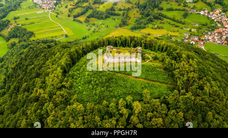 Slovenia: a view of Tolmin from the castle on the Kozlov Rob hill. On ...