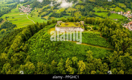 Tolmin Castle, or Castle on Kozlov Rob, above Tolmin, Slovenia Stock ...