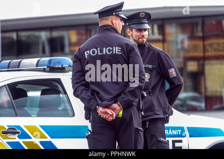 Uniformed Czech police officers in the streets of Prague, Czech ...