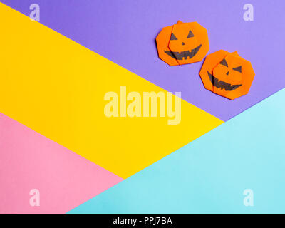 Halloween concept,paper origami pumpkin, copyspace Stock Photo - Alamy