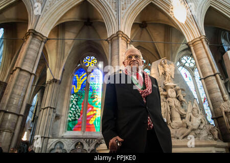 David Hockney in front of The Queen's Window, a new stained glass ...