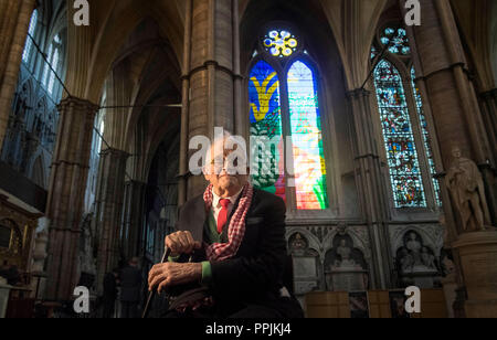 David Hockney in front of The Queen's Window, a new stained glass ...
