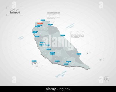 Taiwan map with borders, cities, capital and administrative divisions ...