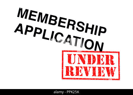 Membership Application heading stamped with a red UNDER REVIEW rubber ...