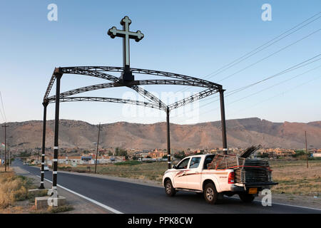 Entrance to the Christian village of Alqosh, Nineveh Plain, Northern ...