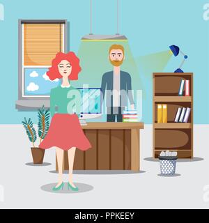 cartoon office coworkers Stock Vector Art & Illustration, Vector Image ...