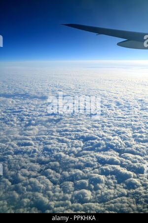 Wing plane with white cloudy and blue sky, travel concept Stock Photo ...