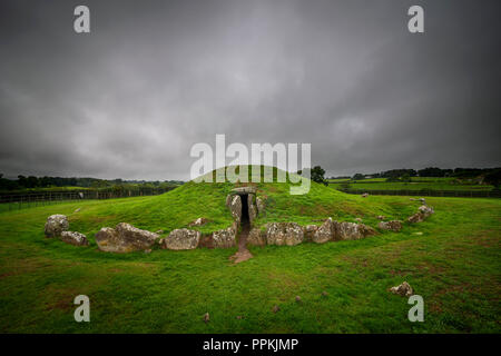 The ancient burial mound of Bryn Celli Ddu Anglesey Wales UK Stock ...