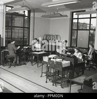 1950s, historical, female staff of the typing pool at the Hepworths ...