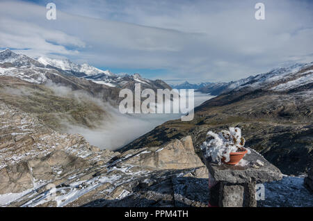 Monte Moro pass from Switzerland into Italy and the Stausee lake near ...