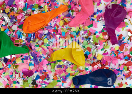 A colored balloons and confetti, a festive design concept Stock Photo ...