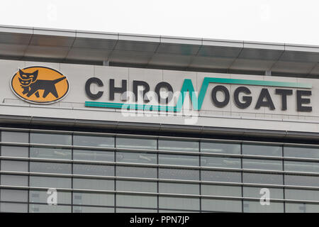 A logo of Haneda Chronogate on display outside its building on ...