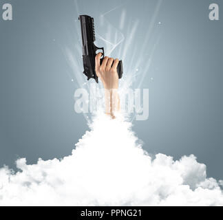 Hand breaking out from cloud Stock Photo - Alamy