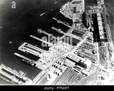 Aerial view of the Boston Naval Shipyard in April 1960 Stock Photo - Alamy