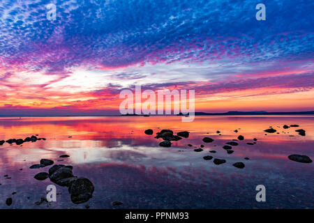 Dawn sky, sunrise, Baynes Sound, Union Bay, British Columbia, Canada ...