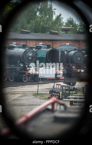Carriage window view of the steam locomotives Stock Photo - Alamy
