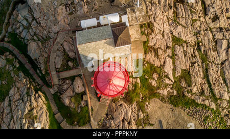 Aerial view of cape Lindesnes, lighthouse at the most southern ...