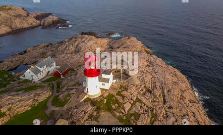 Aerial view of cape Lindesnes, lighthouse at the most southern ...